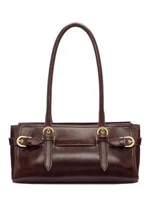 REFORMATION Dominique Leather Shoulder Bag - Chestnut Leather