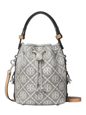 Tory Burch Mini T Monogram Jacquard Utility Bucket Bag - Gray