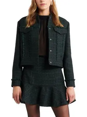 Treasure & Bond Tweed Bouclé Jacket - Green- Black