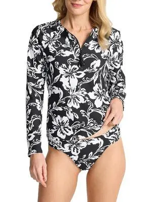 Tommy Bahama Printed Upf 50+ Rashguard - Black