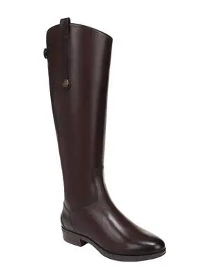 Sam Edelman Penny Tall Leather Riding Boots - Dark Brown
