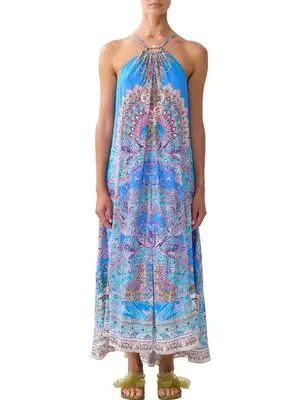 Camilla Gather Neck Maxi Dress With Hardware Detail - Footsteps In Folklore