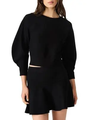 Steve Madden Rosina Balloon Sleeve Sweater - Black