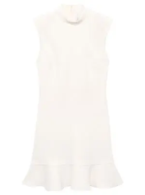 Mango Sleeveless Mock Neck Dress With Ruffle Hem - Ecru