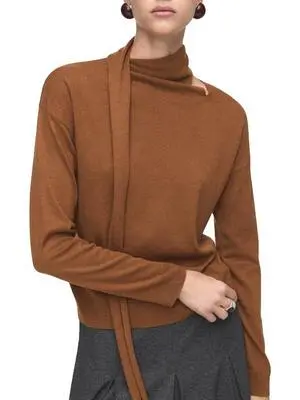 Mango Scarf Sweater - Medium Brown