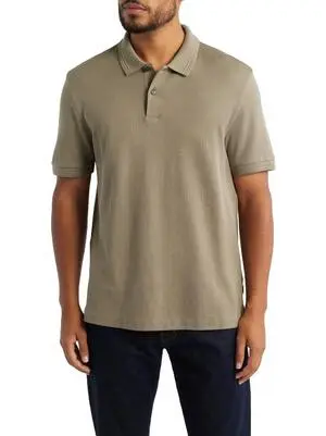 BOSS Parlay Herringbone Cotton Polo - Open Brown