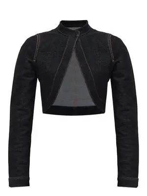 Alaïa Denim Jacket With Stand Collar - Navy Blue