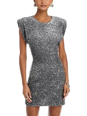 Steve Madden Astoria Sequined Mini Dress - Grey