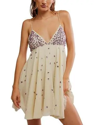 Free People Noel Shine Mini Dress - Bone White
