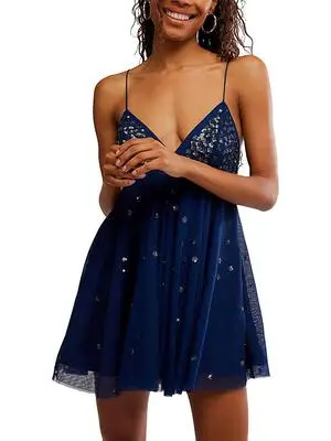 Free People Noel Shine Mini Dress - Cosmic Combo