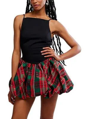 Free People Plaid Mini Dress - Red Plaid