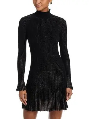 LOST + WANDER Treasure Of Light Foil Knit Mini Dress - Black/gold