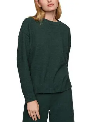 Eberjey Boucle Crewneck Pullover Sweatshirt - Pine