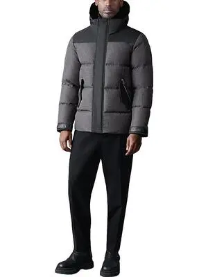 Mackage Quilted Down Jacket With Removable Shearling Bib - Carbon Multi Black
