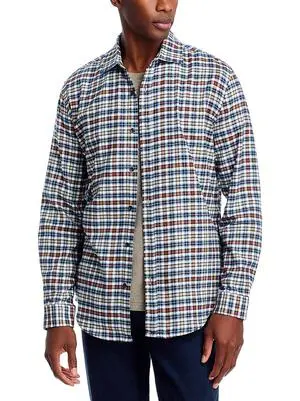 Bloomingdale'S Plaid Flannel Button Down Shirt Exclusive - Rust Navy Oatmeal