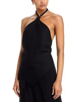 Issey Miyake Uni-form Wool Halter Top - Black