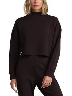 RHONE Dreamglow Cropped Mock Neck Top Dark Espresso