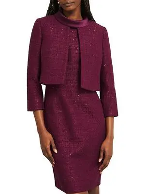 HOBBS LONDON Prisha Tweed Jacket - Warm Plum