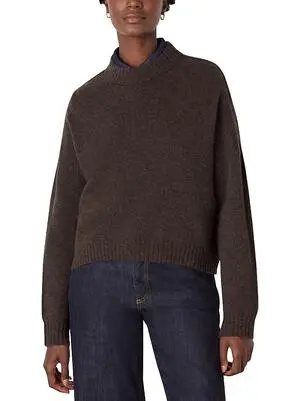 Whistles Wool Curved Hem Sweater - Brown