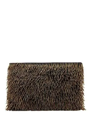 ALLSAINTS Bettina Beaded Clutch - Warm Brass