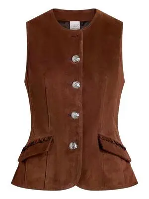Cinq À Sept Chris Buttoned-pocket Suede Gilet - Brown