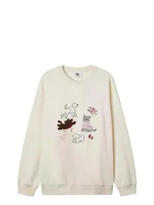 B+AB Embroidered Sweatshirt - Neutrals