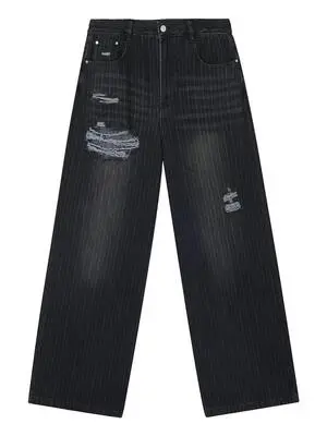 TOUT A COUP Pinstripe Denim - Black