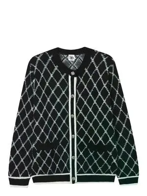 B+AB Argyle-pattern Cardigan - Black