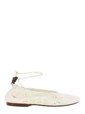 ALOHAS Beaded Lace-up Rosemary Ballerinas - Neutrals