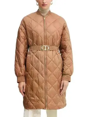 TWINSET Quilted Belted Jacket - Brown