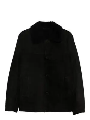 SALVATORE SANTORO Shearling-collar Coat - Black