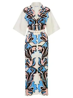 Rebecca Vallance Buttoned Floral Print Midi Dress - White