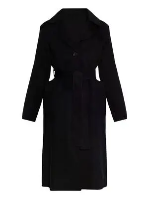 Add Single-breasted Wool Coat - Black