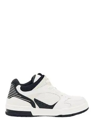 REISS Anse Bonded-leather Mid-top Skater Sneakers - White/black