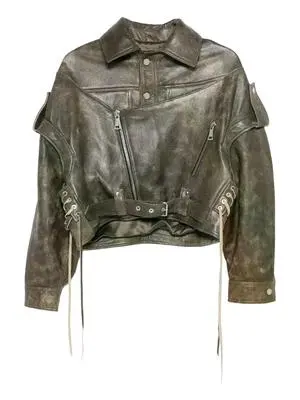 MANOKHI Asymmetric Leather Jacket