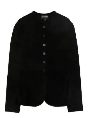 Emporio Armani Buttoned Textured Jacket - Black