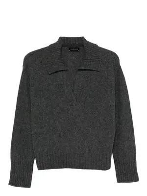 ROBERTO COLLINA Mélange-effect Polo Jumper - Grey