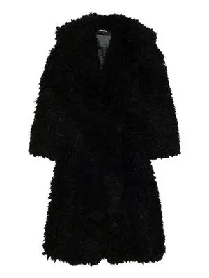 Remain Birger Christensen Long-sleeved Faux Fur Coat - Black