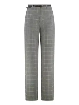Max Mara Check-pattern Trousers With Belt - Grey