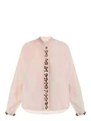 FORTE_FORTE Flower-embellished Shirt - Pink