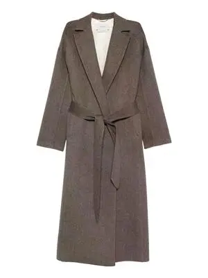 Agnona Belted Notched Lapel Coat - Brown