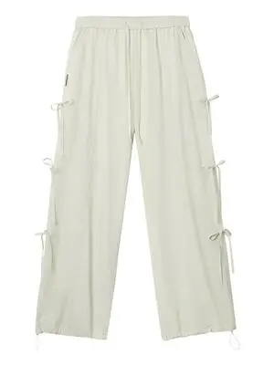 MINI CREAM Tie-detail Trousers - Neutrals