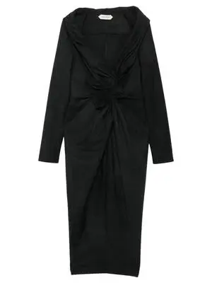 Alberta Ferretti Rosette Draped Dress - Black