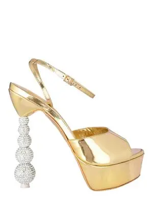 SOPHIA WEBSTER 140mm Natalia Crystal Platform Sandals - Gold