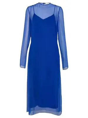 FERRAGAMO Long-sleeve Midi Dress - Blue