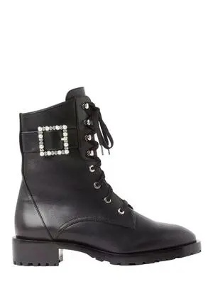 STUART WEITZMAN Pearl-embellished Combat Boots - Black