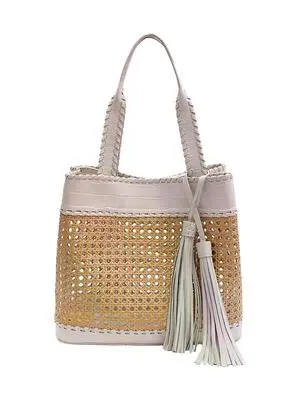 ISLA Sextavada Croc-embossed Shoulder Bag - Neutrals
