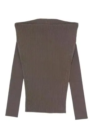 Rick Owens Off-the-shoulder Ribbed Sweater - Brown
