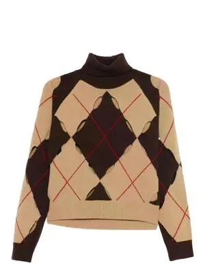 JUCCA Argyle-Pattern Cutout Sweater