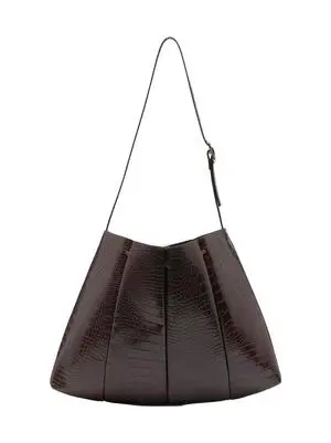 THEMOIRE Crocodile-embossed Shoulder Bag - Brown